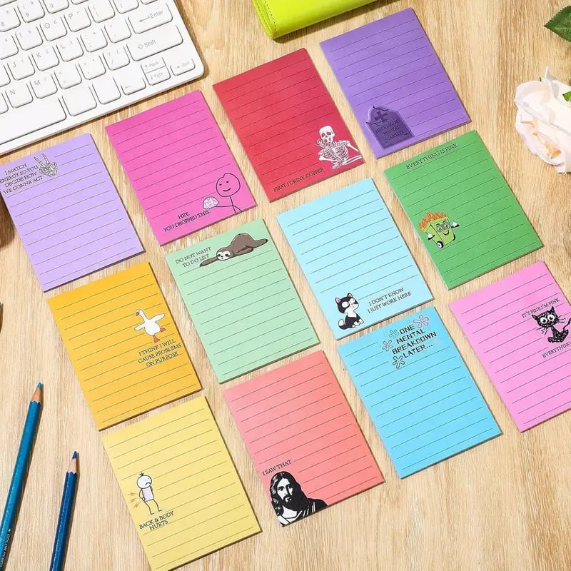 💼😂 12-Pack Sarcastic Office Sticky Notes – Funny Coworker Memo Pads ...